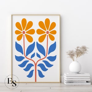 Retro Abstract Flower | Mid Century Wall Art, Retro Flower Market ...