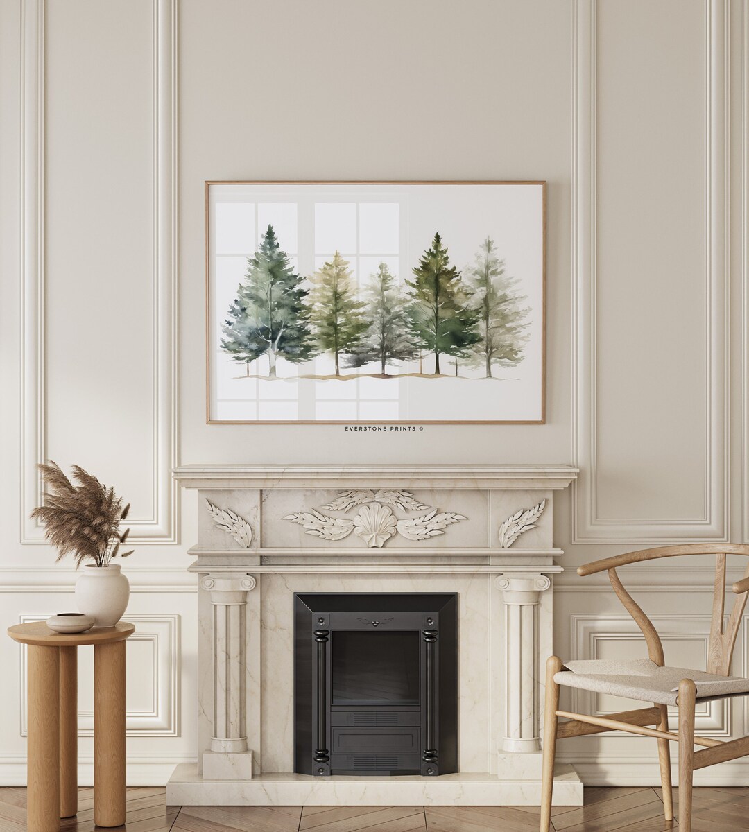 Christmas Evergreen Trees Print | Winter Painting, Trees Printable Wall ...