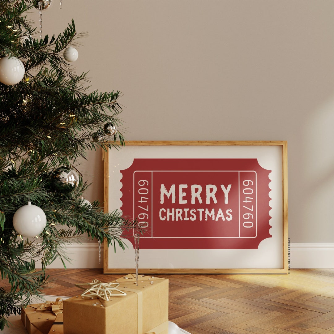 Merry Christmas Ticket Print | Trendy Christmas Wall Art, Ticket Poster ...