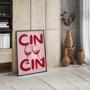 Cin Cin Print | Retro Wine Print, Bar Cart Art, Cheers Print, Cocktail ...