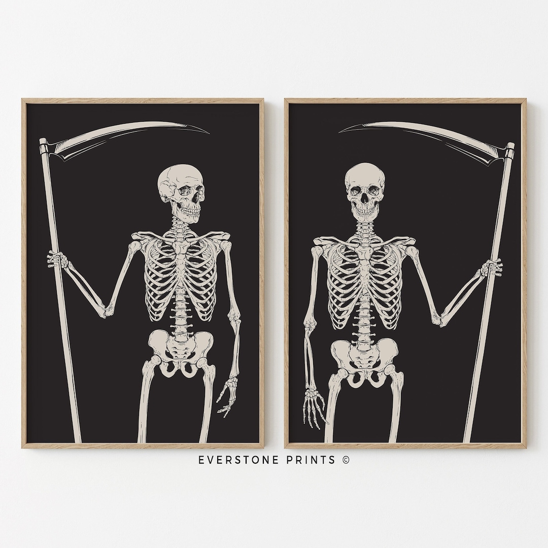 Skeleton Wall Prints | Halloween Wall Art | Halloween Printables ...