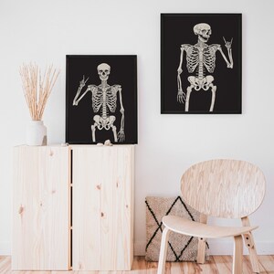 Skeleton Wall Set of 2 | Halloween Wall Art | Halloween Printables ...