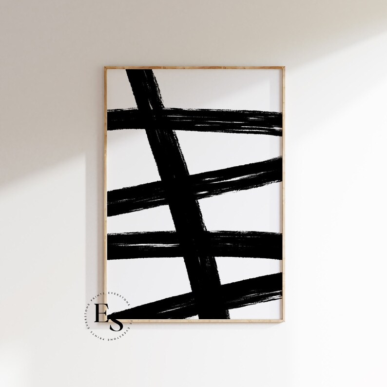 Set of 2 Abstract | Black White Abstract Set, Abstract Wall Set, Large ...