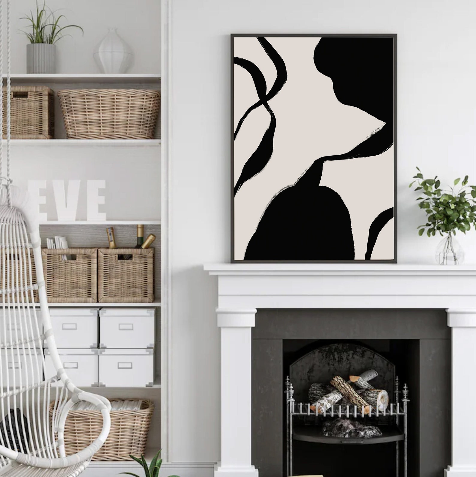 Black Abstract Art Print, Black and White Abstract Art, Printable Art ...