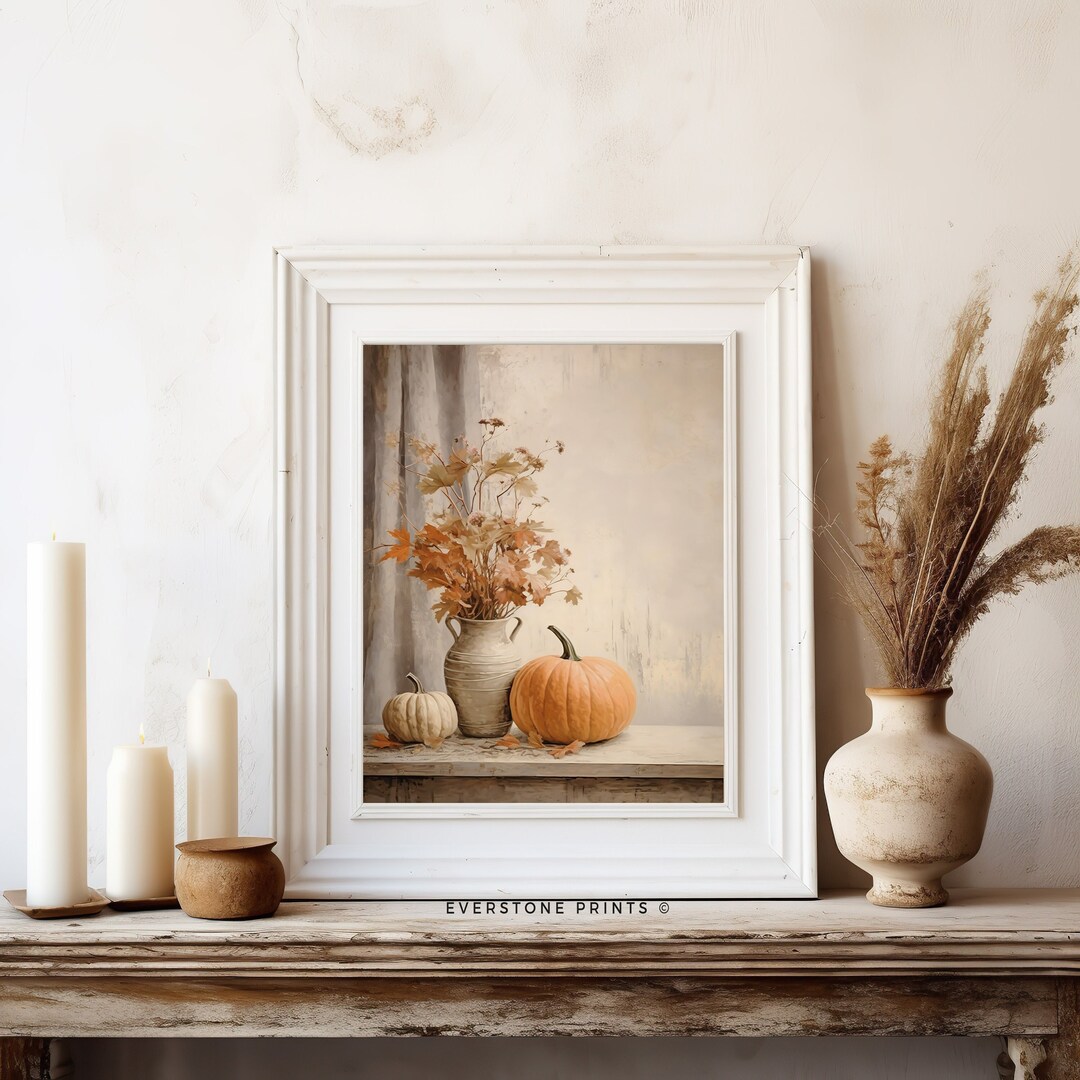 Fall Wall Decor Printable Pumpkin Still Life Painting |rustic Fall Art ...