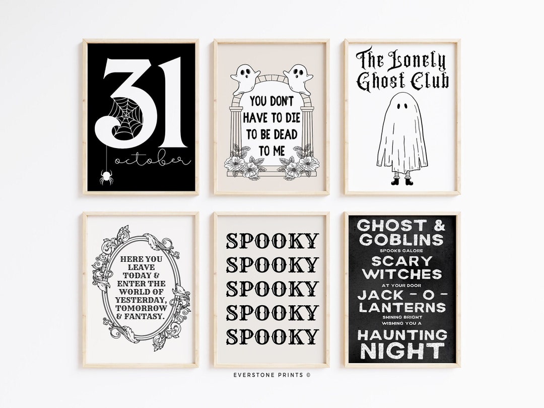 Set of 6 Halloween Bundle Art | Halloween Wall Art | Halloween Decor ...