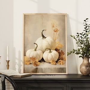 Vintage Pumpkin Still Life Painting Rustic Fall Art Autumn - Etsy