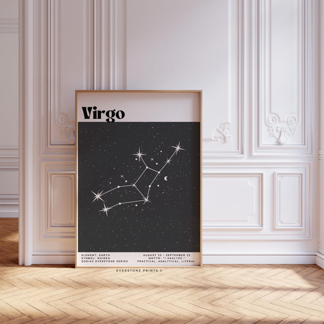 Virgo Poster | Zodiac Virgo Print, Retro Wall Decor, Digital Download ...