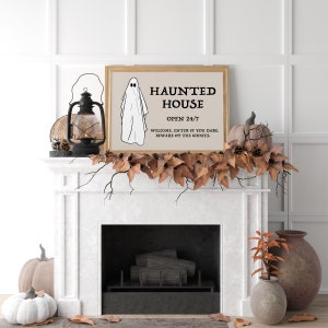 Halloween Ghost Sign | Halloween Wall Decor, Halloween Poster, Ghost ...