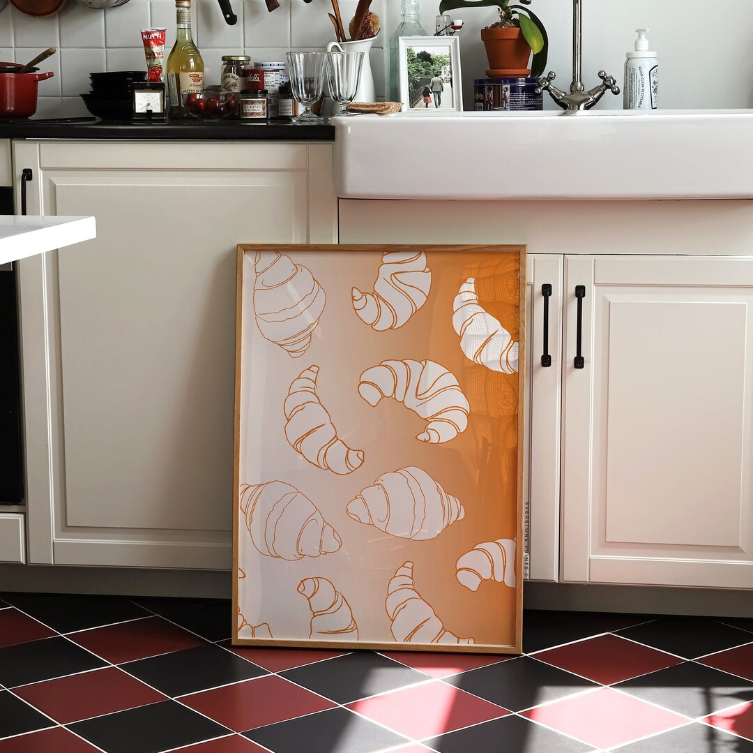 Croissant Poster | Food Print, French Croissant Poster, Bakery Art ...