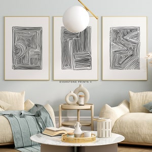 Black White Minimalist Line Art | Line Drawing, Modern Wall Art ...