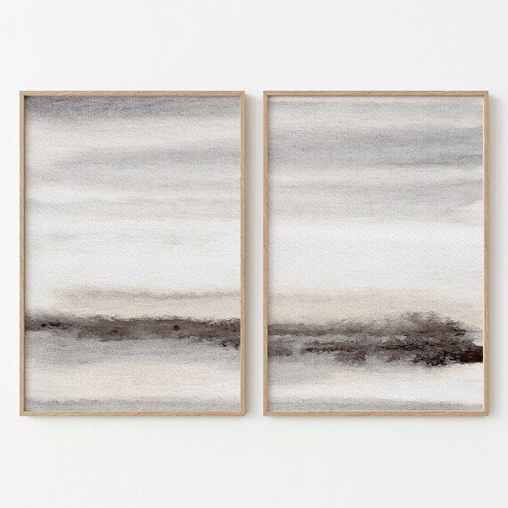 Beige and Brown Painting Set of 2 Abstract Watercolor Print - Etsy
