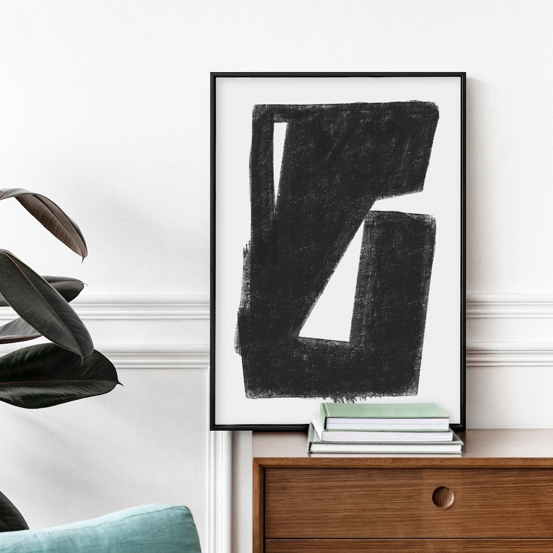 Black Abstract Art Print, Black and White Abstract Art, Printable Art ...
