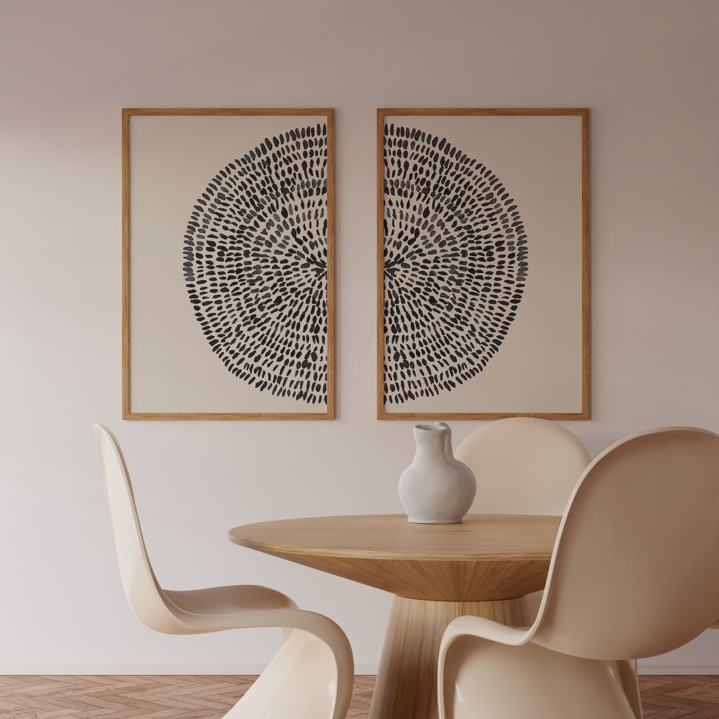 Geometric Circle Set of 2 Minimalist Art Set Geometric | Etsy