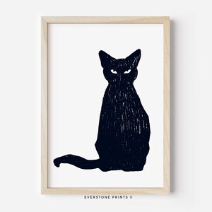 Creepy Black Cat Art | Halloween Printable, Halloween Decor, Halloween ...