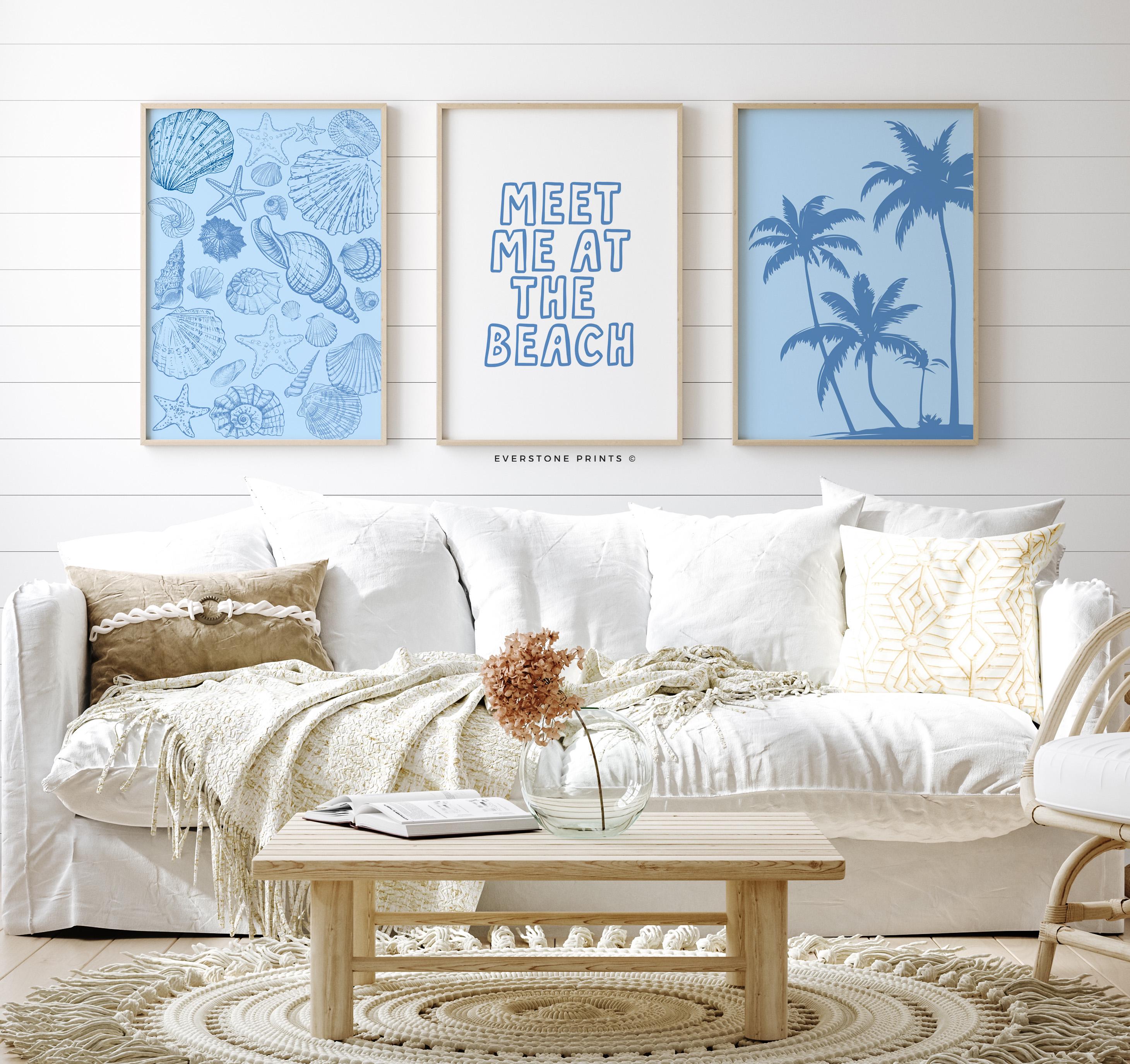 Preppy Coastal Print Set of 3 | Meet Me at the Beach, Beach Wall Art ...