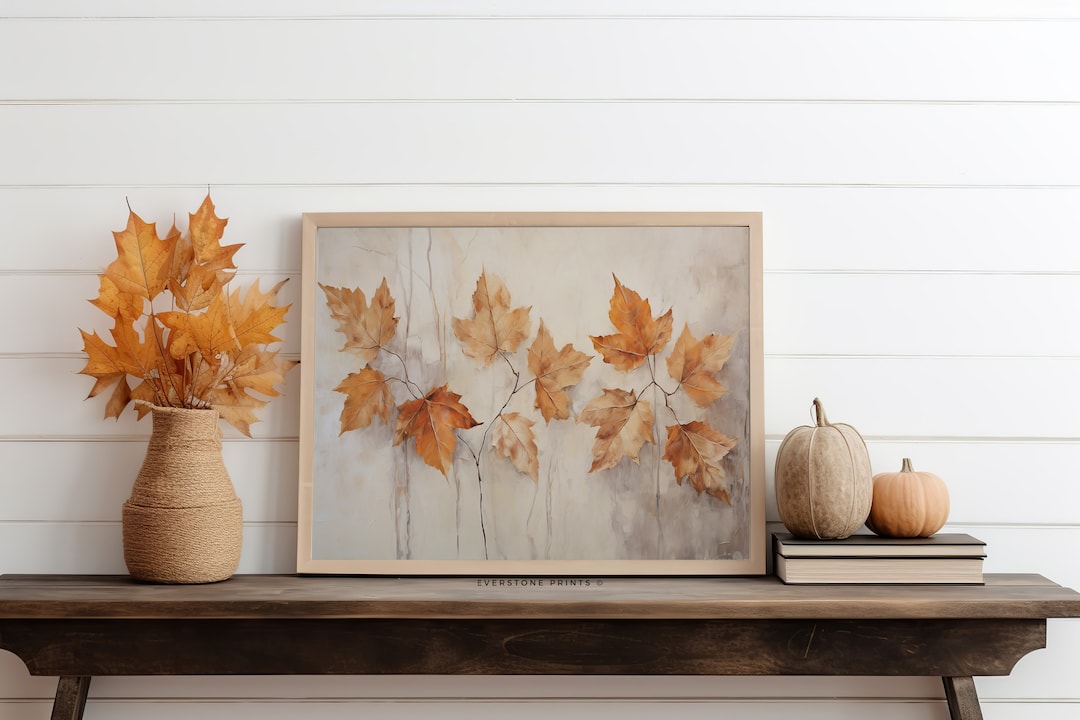 Rustic Leaves Fall Painting | Still Life Painting, Vintage Autumn Wall ...