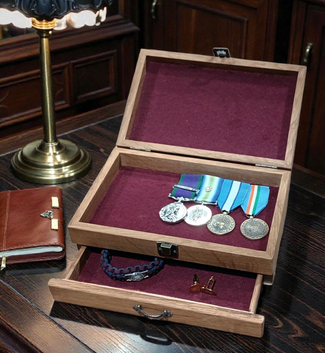Handmade Military Medal Box With Drawer, Personalized Keepsake ...