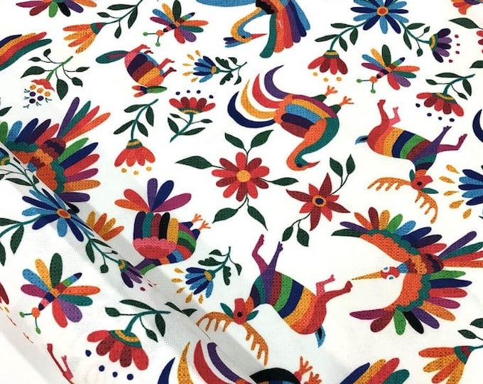 Otomi Fabric Printed for Upholstery,white Background,mexican Fabrics by ...