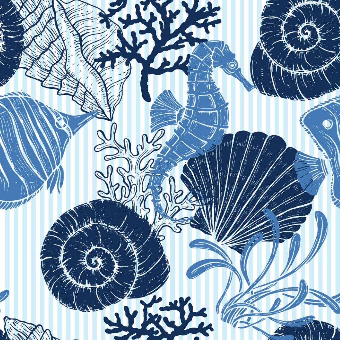 Coral Shell Printed Sea Fabric - Etsy