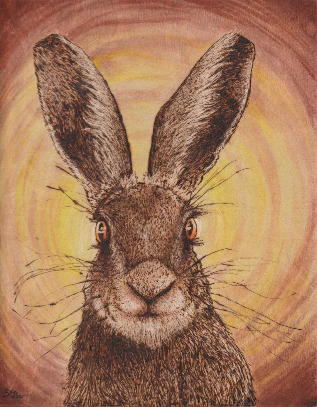 Binky hare Pyrography Woodburning - Etsy Australia
