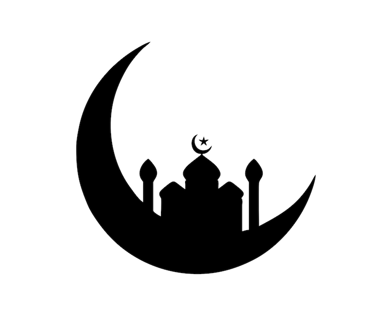 Moon With Mosque Silhuoette Downloadable SVG File for Use on - Etsy