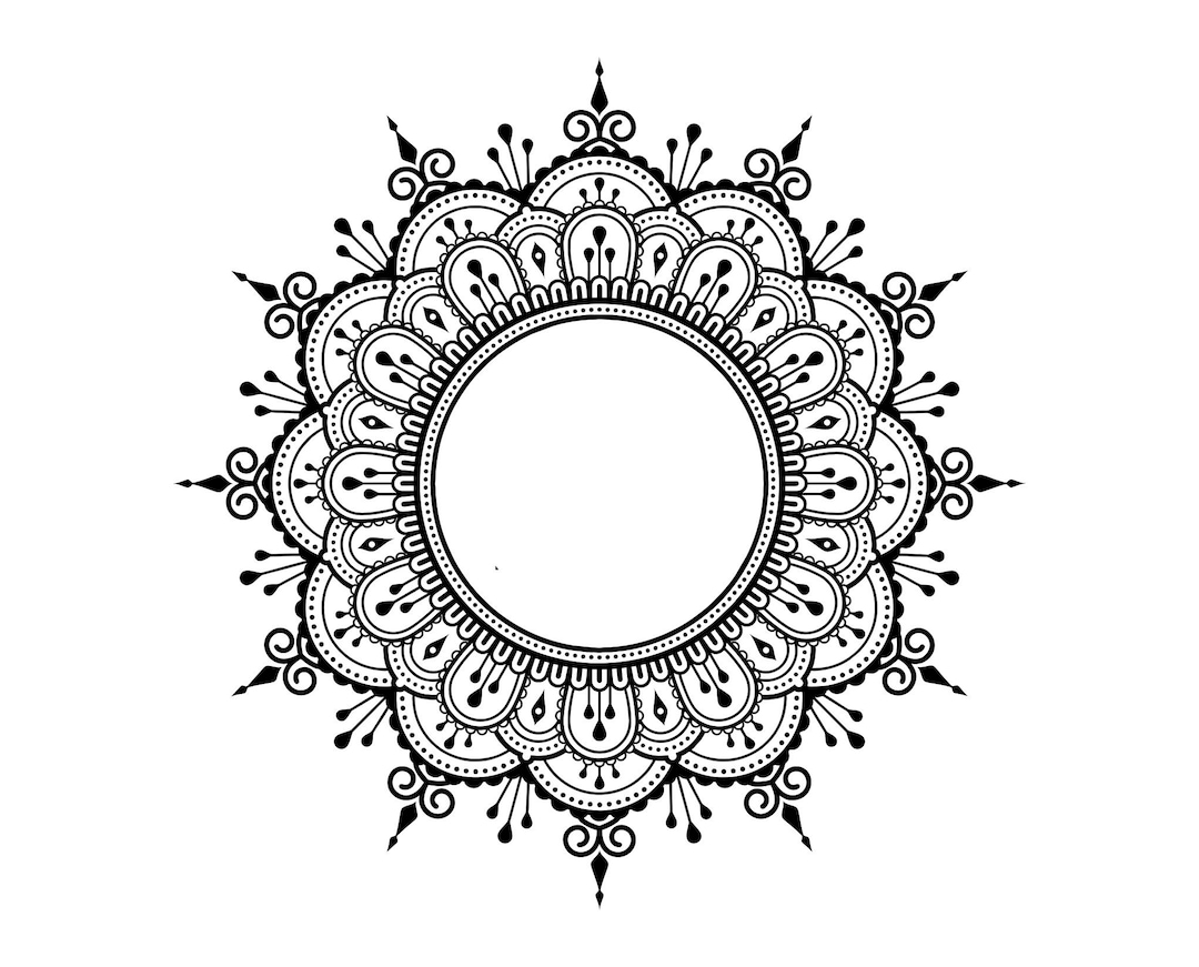 Round Mandala Design Frame Downloadable SVG File for Use on Stationery ...