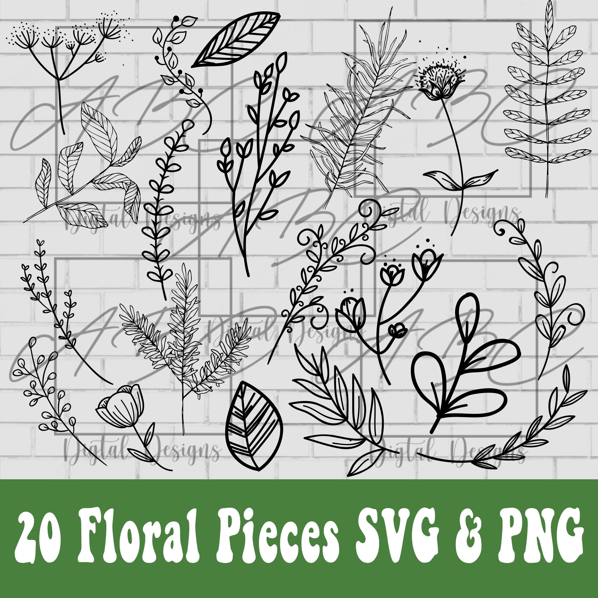 Leaves SVG Bundle | Greenery Branch Vector Graphics (digital Download ...