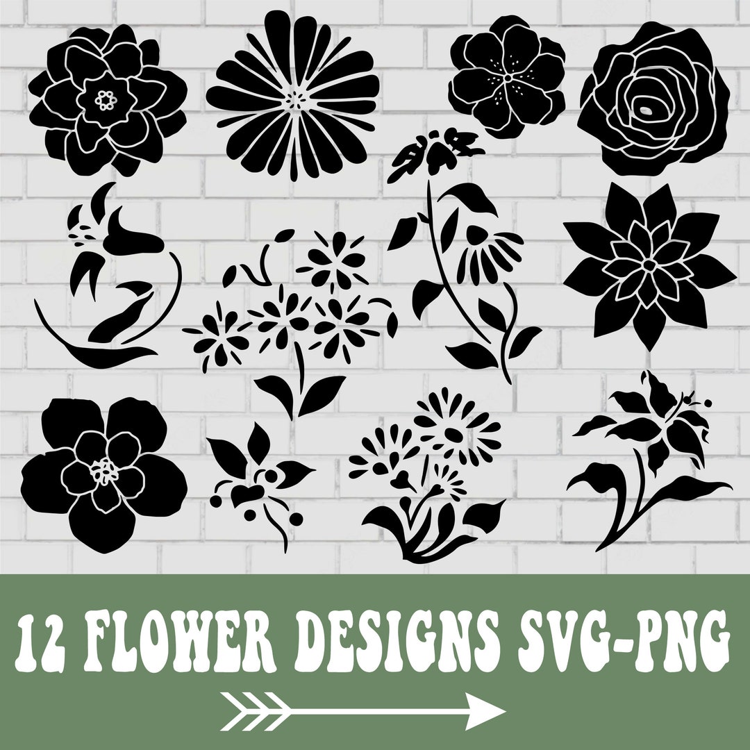 Wildflower SVG Bundle | Floral Bouquet PNG Clipart (digital Download ...