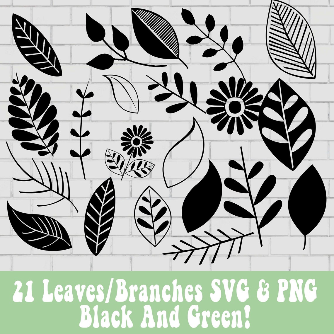 Leaves Svg | 21 Leaves Svg Bundle | Greenery Svg | Leaf Border Svg ...