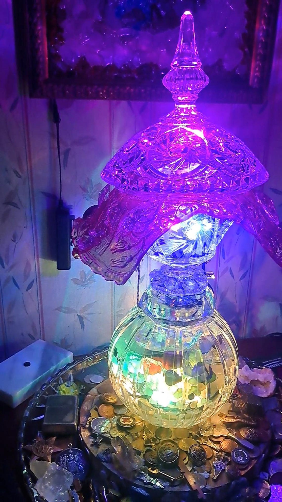 Two Homemade Beautiful Crystal Lamps Lit With Multiple LED Lights - Etsy