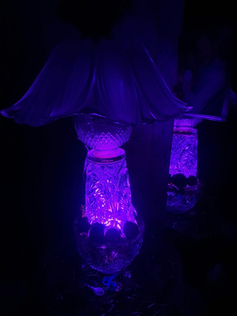 Two Homemade Beautiful Crystal Lamps Lit With Multiple LED Lights - Etsy