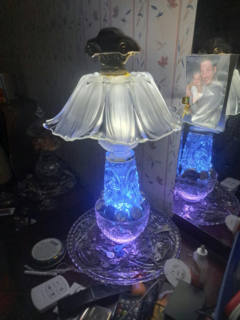 Two Homemade Beautiful Crystal Lamps Lit With Multiple LED Lights - Etsy