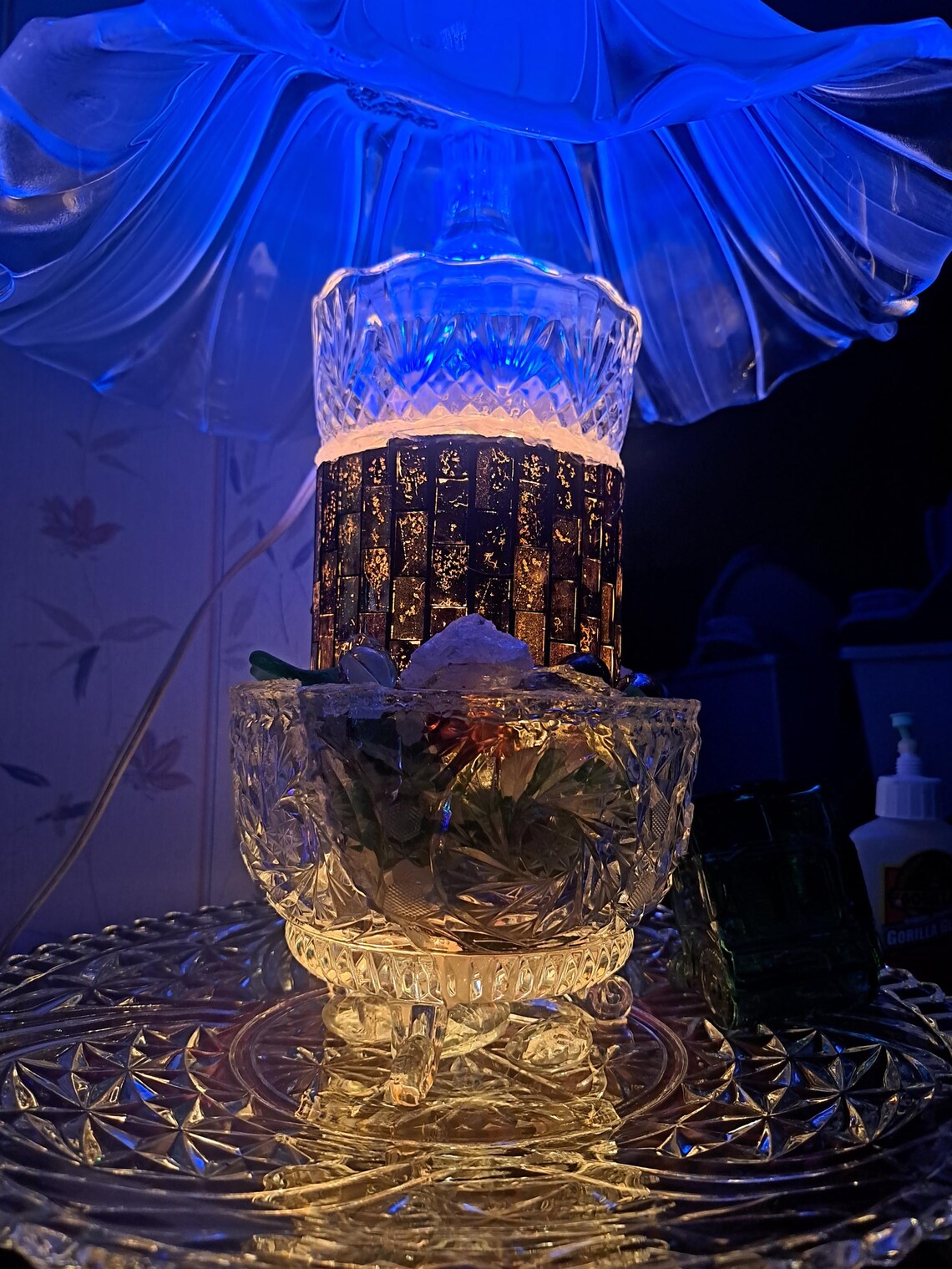 Two Homemade Beautiful Crystal Lamps Lit With Multiple LED Lights - Etsy