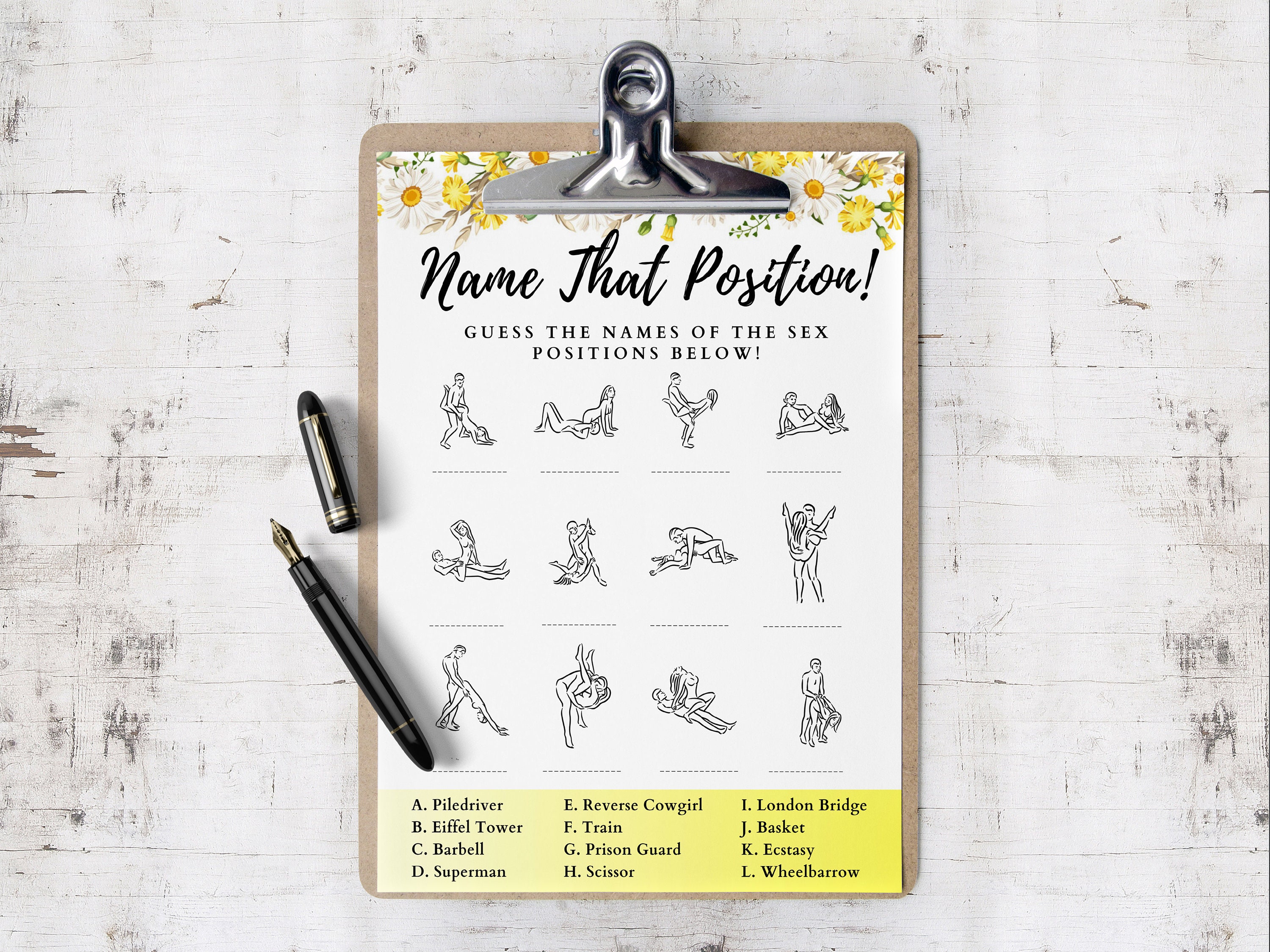 Name That Position Game With Answer Key | DIRTY Bachelorette Games ...