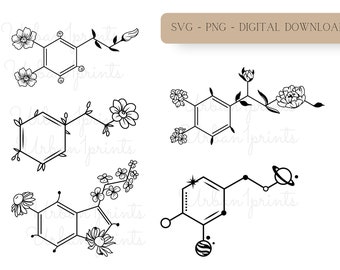 Chemical Structure Svg, Floral Serotonin Svg, Flower Dopamine Svg ...