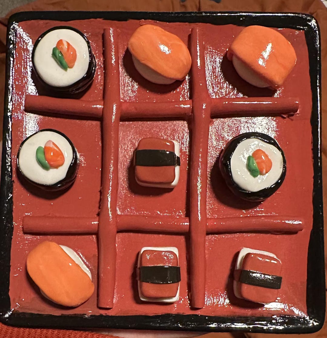 Sushi Clay Tic-tac-toe Board - Etsy