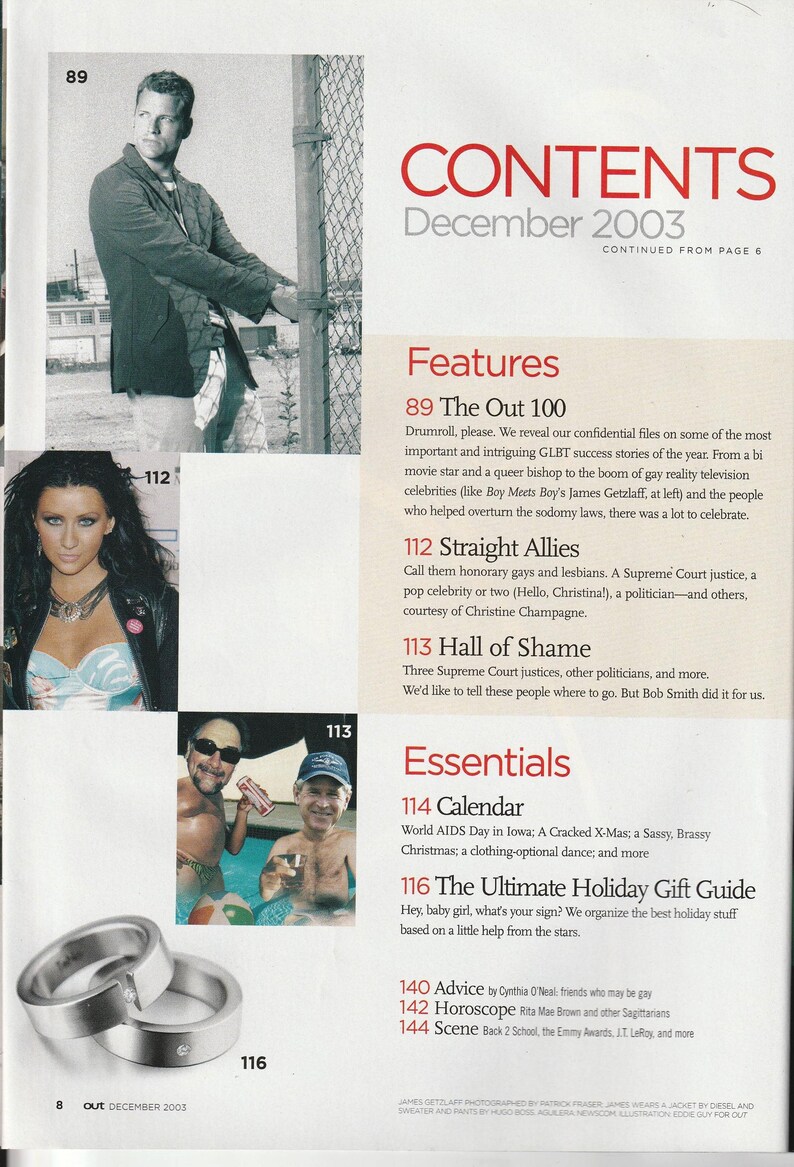 GAY - OUT Magazine December 2003 Reichen & Chip, Ellen Degeneres, Tab ...