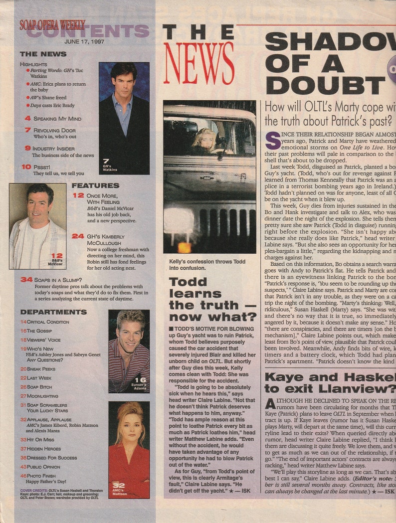 Soap Opera Weekly June 17, 1997 - General Hospital, Days of Our Lives ...