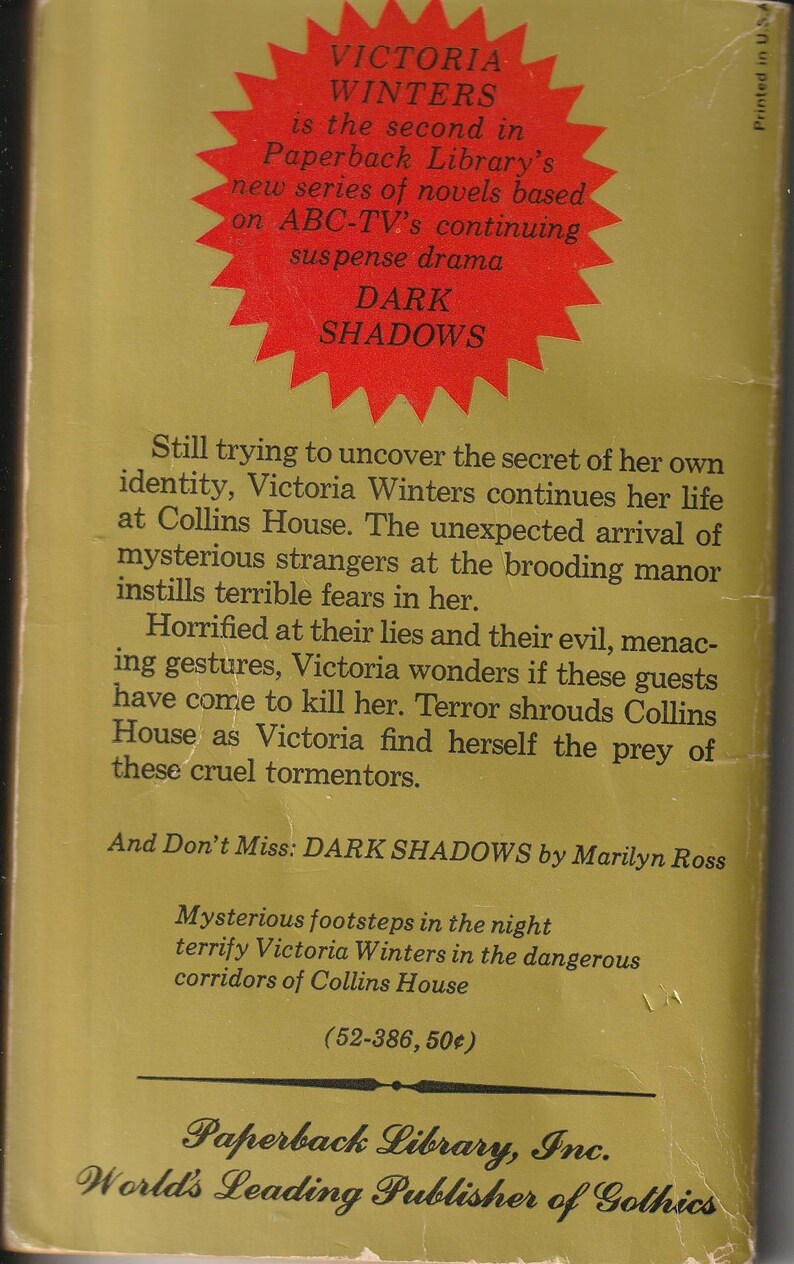 Dark Shadows 2, Victoria Winters by Marilyn Ross 1967/68 barnabas ...
