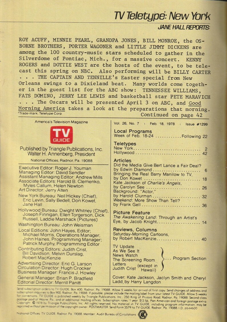 Vintage TV Guide From 1978 Charlie's Angels - Etsy