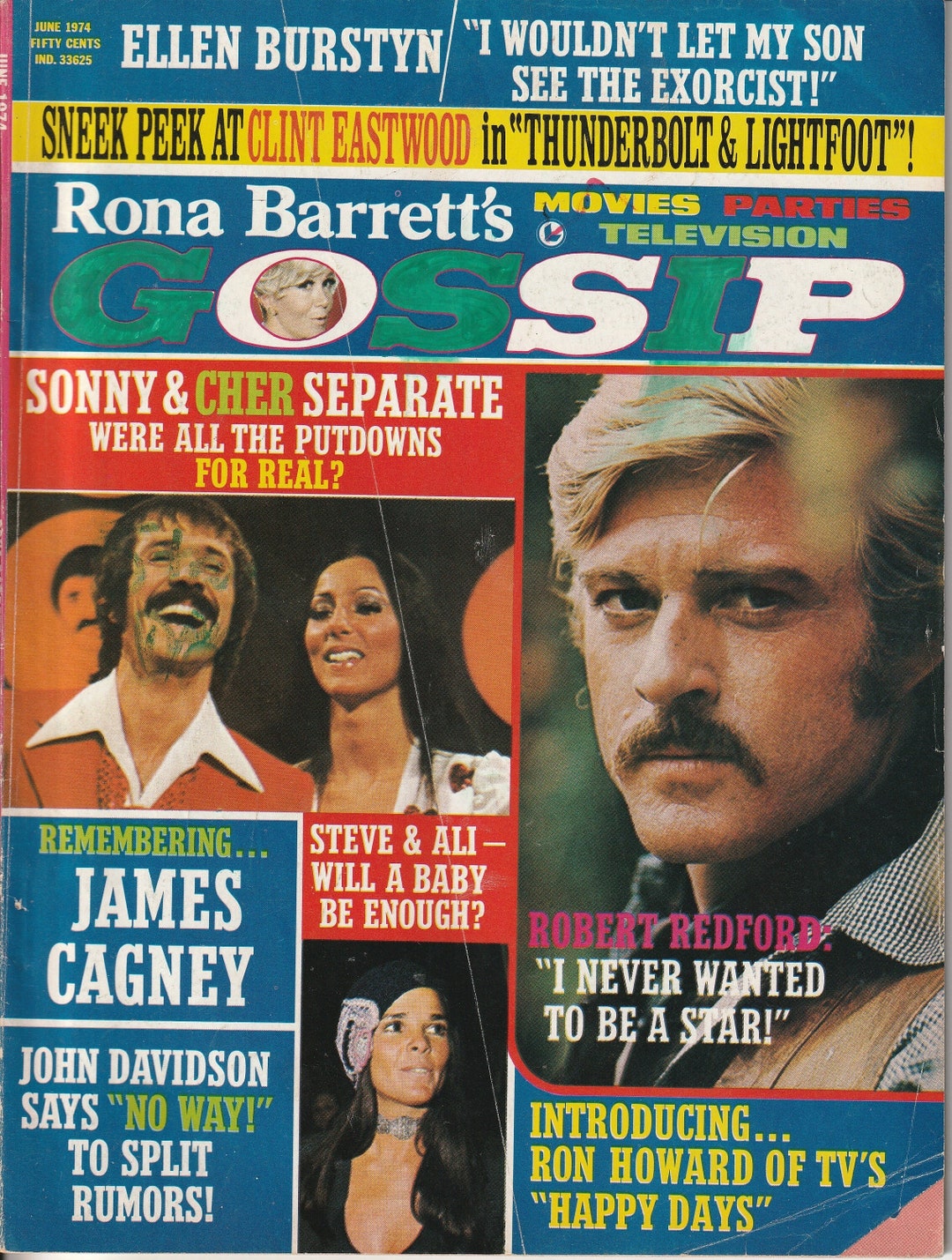 Rona Barrett's GOSSIP June 1974 - Robert Redford, Sonny and Cher, James ...