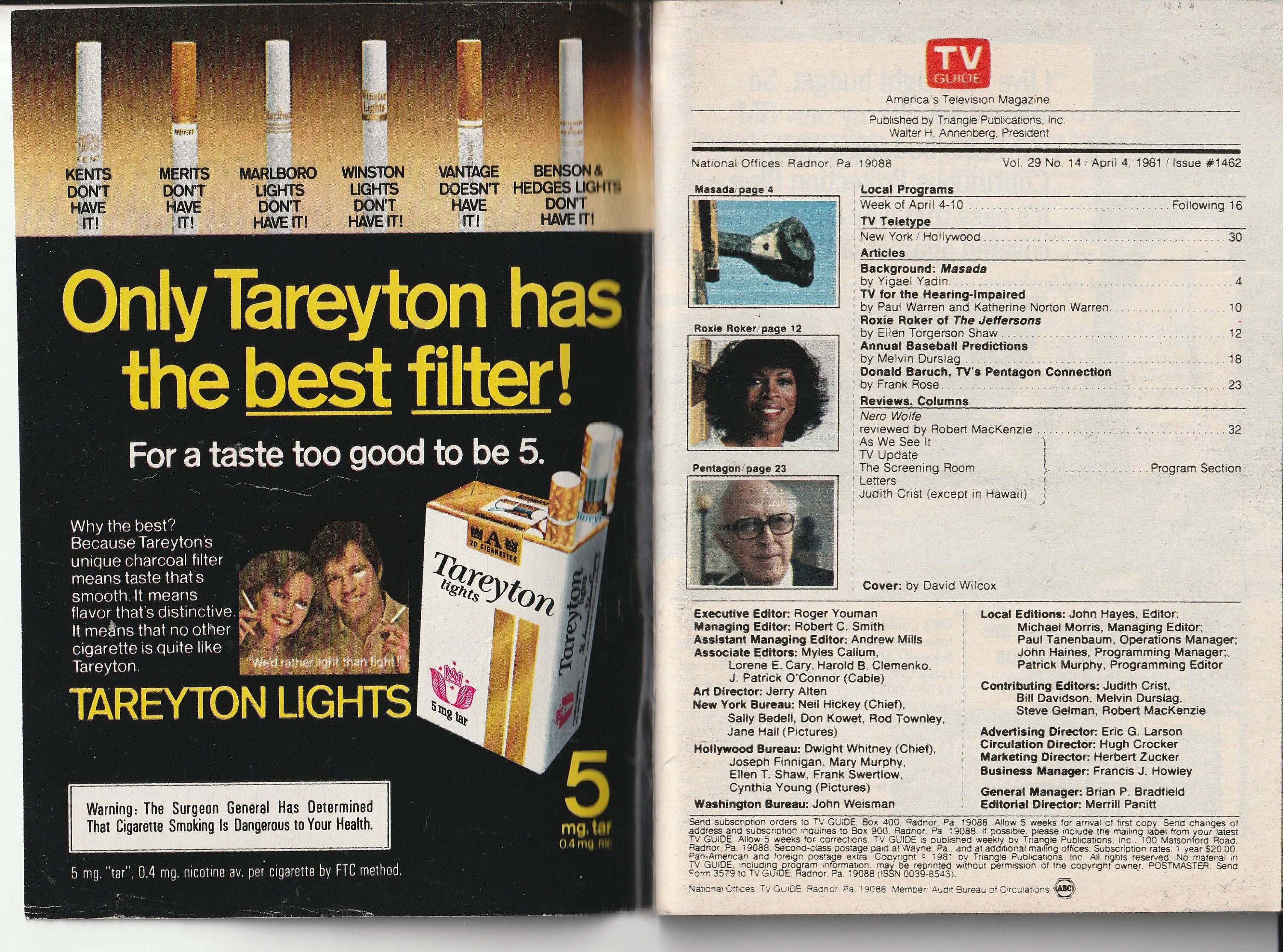 TV Guide April 1981 for Week of 4-10 Baseball Masada Telecaption ...