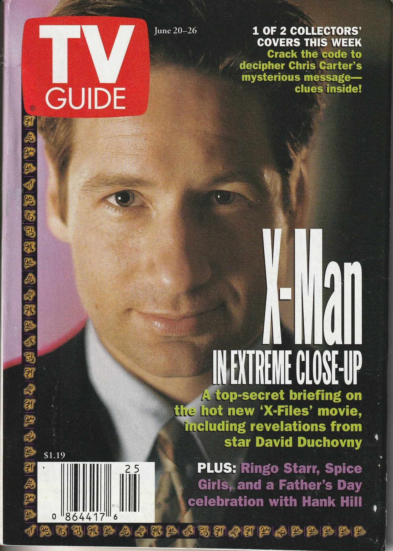 Gillian Anderson Cover Only TV Guide Vol 46 No. 25 Issue 2360 June 20 ...
