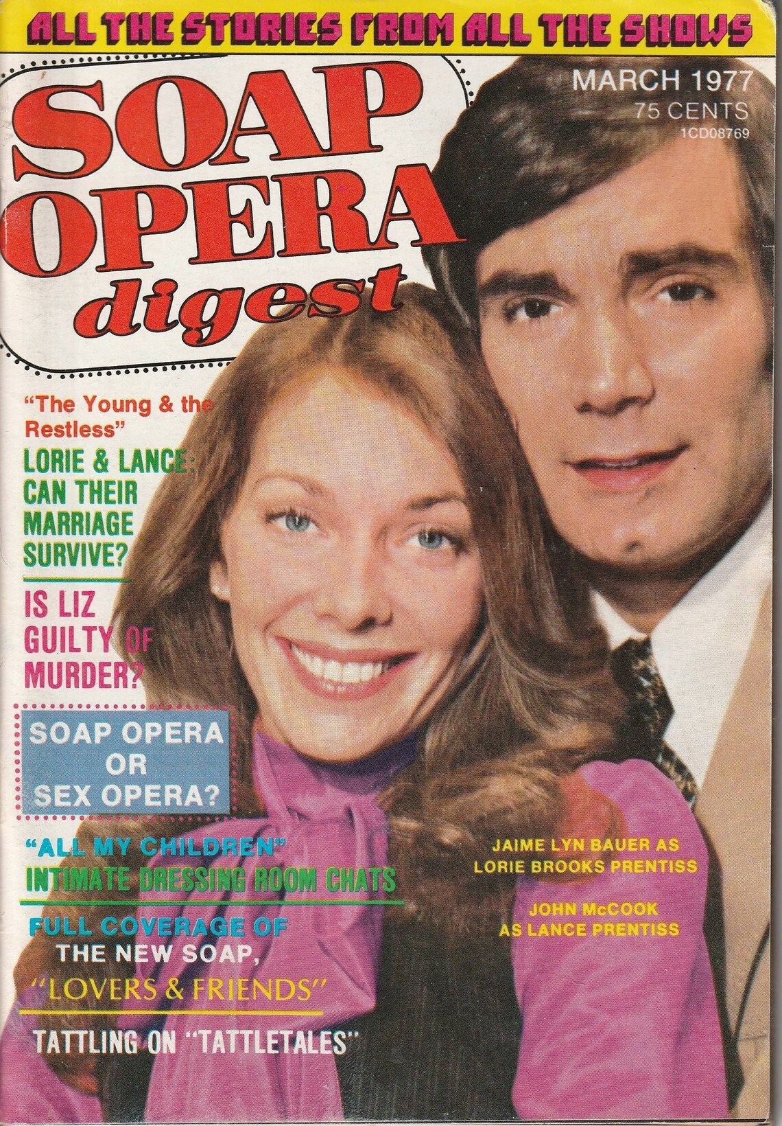 Soap Opera Digest March 1977, Jaime Lyn Bauer, John Mccook, Lovers and ...