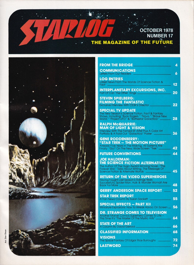 Starlog #17 October 1978 - Special Fall TV Issue - Galactica, Hulk, Dr ...