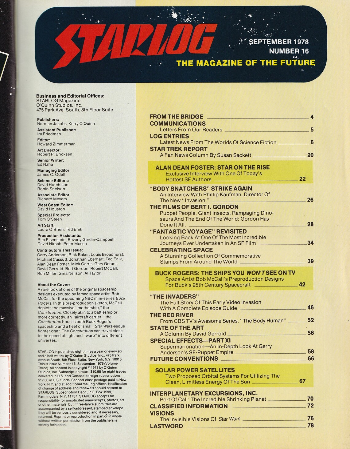 Starlog #16 September 1978 Star Trek, Alan Dean Foster, Fantastic ...