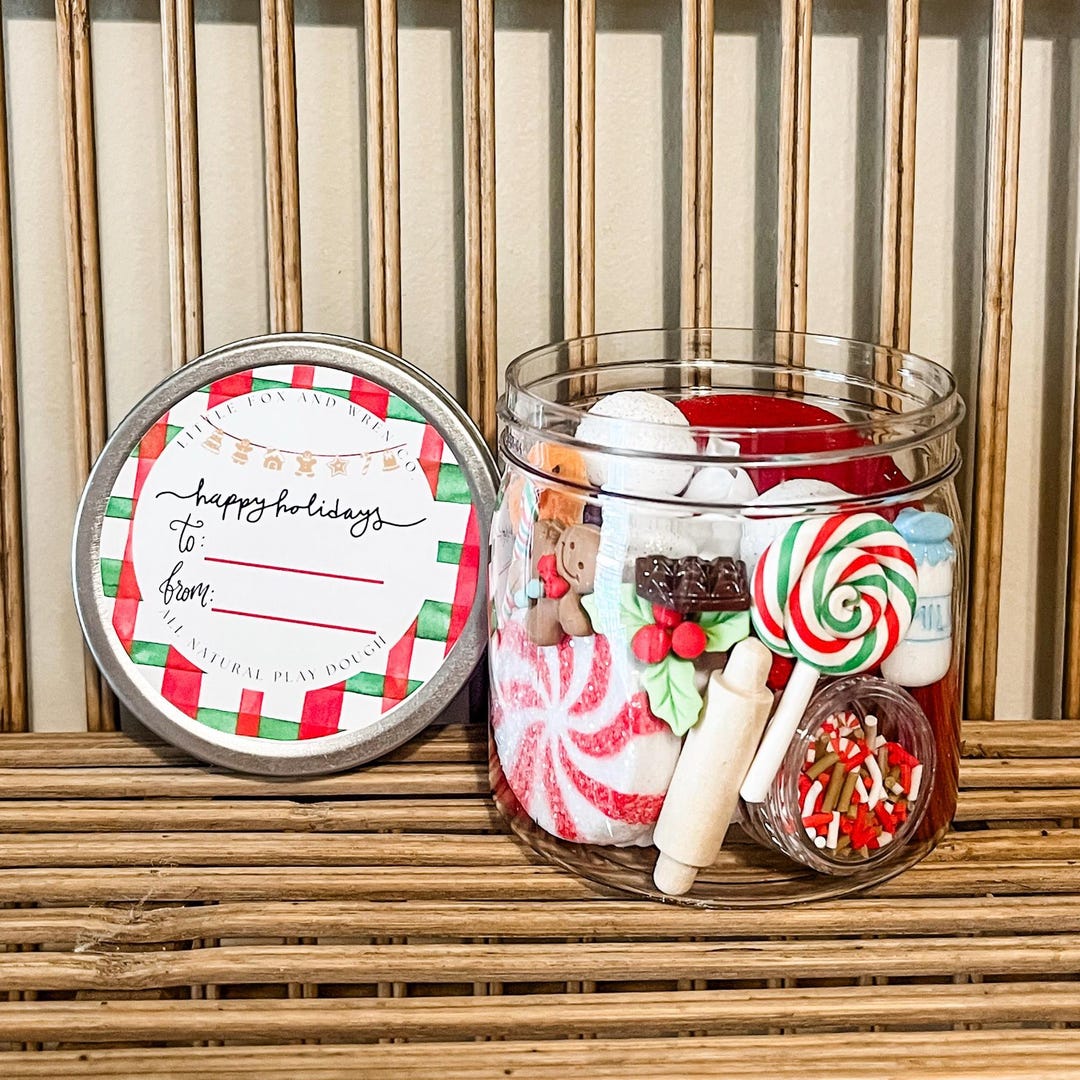 Holiday Play Dough Cupcake Jar, Holiday Playdoh, Stocking Stuffer, Elf ...
