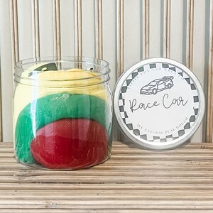 Race Car Play Dough Jar, Racecar Party Favors, Car Birthday Party, Car ...