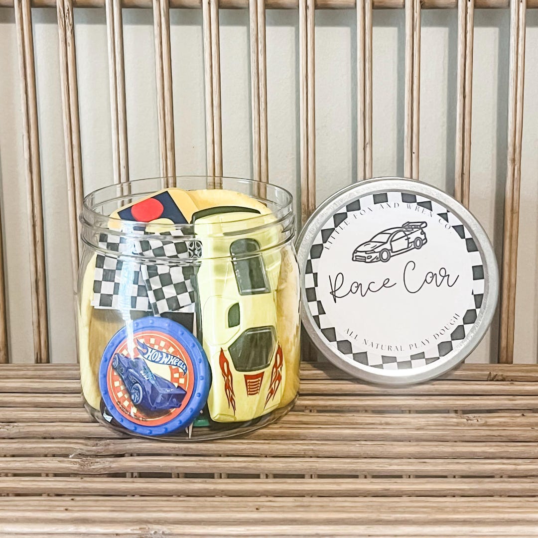 Race Car Play Dough Jar, Racecar Party Favors, Car Birthday Party, Car ...
